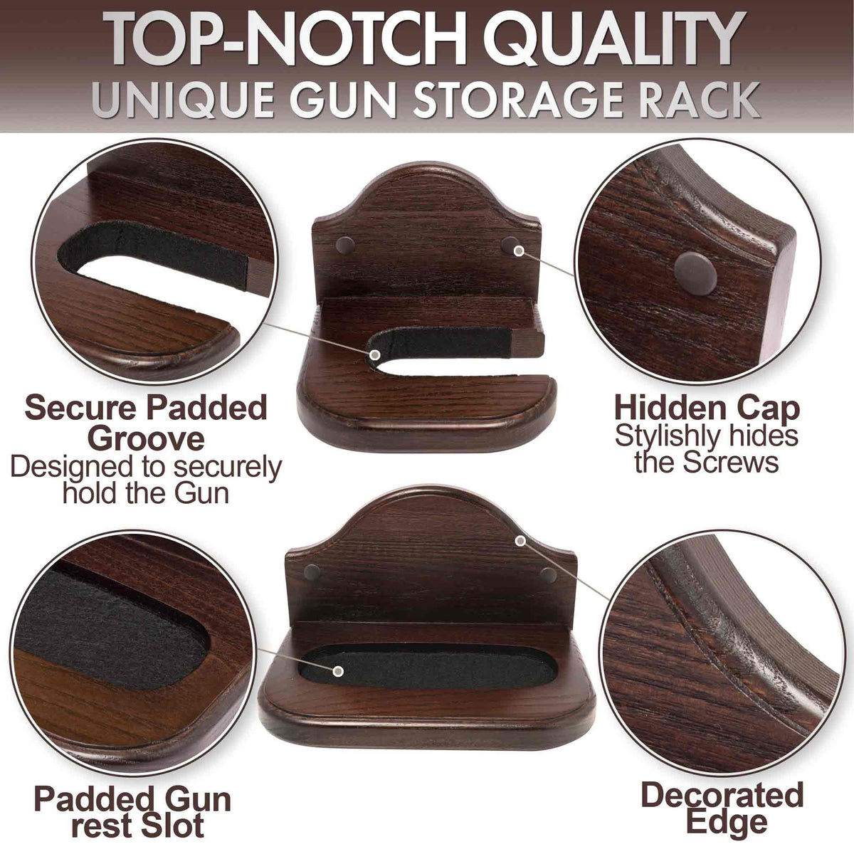 Gun Rack Wall Mount Hold Up Displays Vertical Real Hardwood | Teslyar